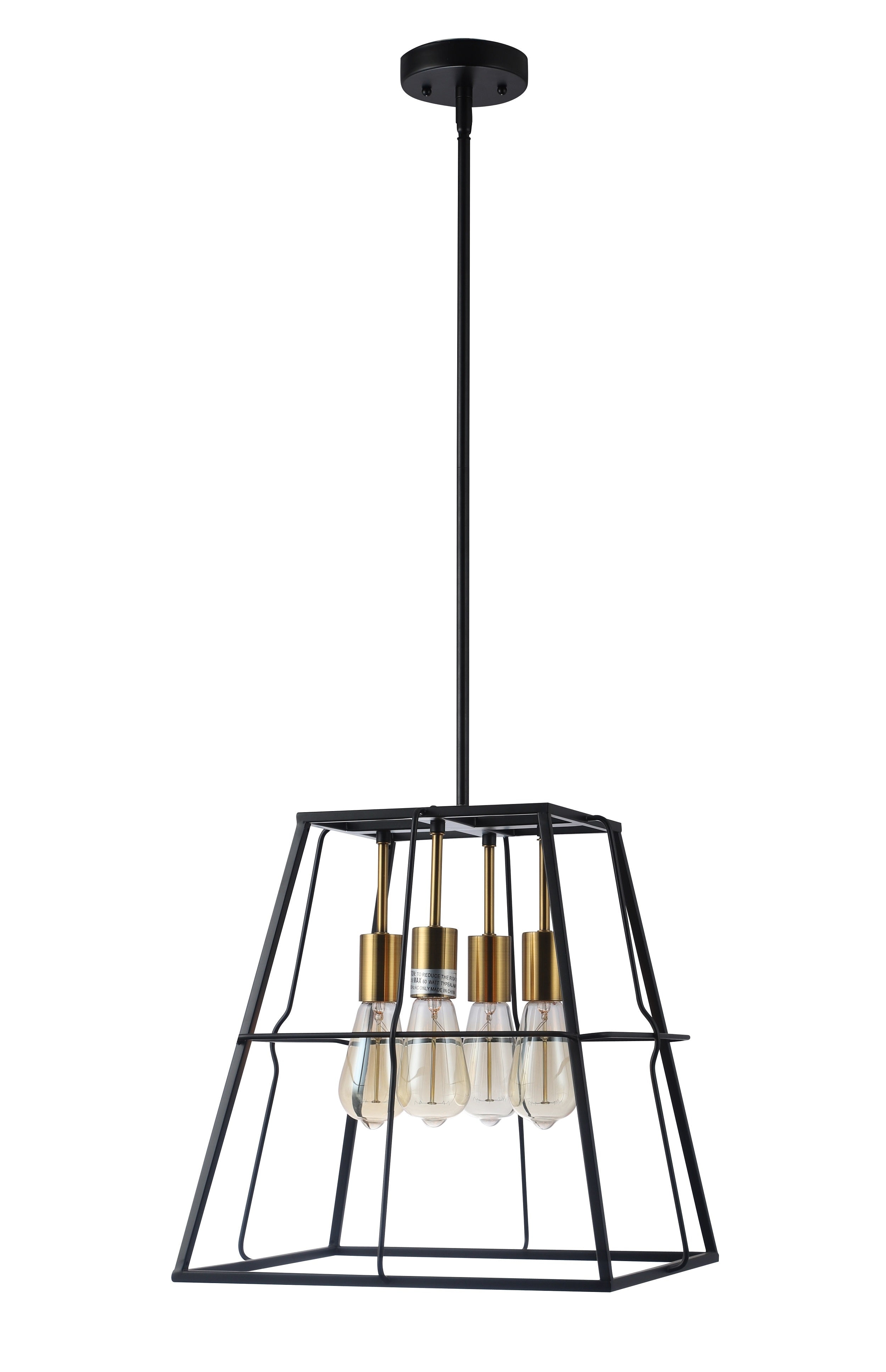 Radiance Goods Industrial 4 Light Matt Black/Gold Trapezoid Ceiling ...