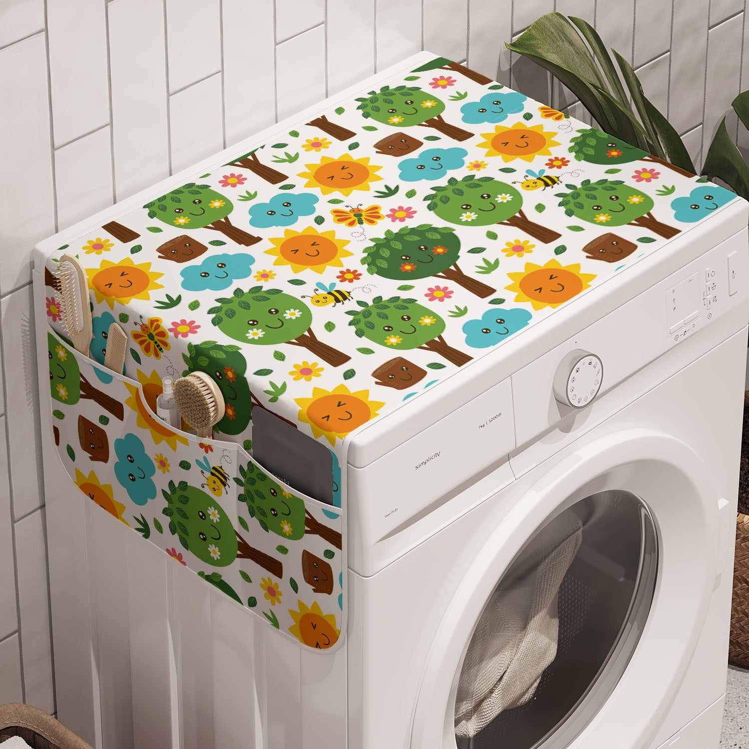 Cartoon Washing Machine Organizer, Illustration of and Smiling Kawaii ...