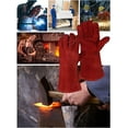 Heavy duty large leather heat resistant heat proof lined welders ...