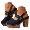 YLYL Women's Platforms Sandals Chunky High Heel Closed Round Toe Dressy ...