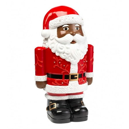Plow & Hearth Indoor/Outdoor Lighted Santa Claus Shorty Statue - Black