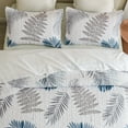 TELIZ Teal Leaves Printed California King Quilt Set Botanical Bedding ...