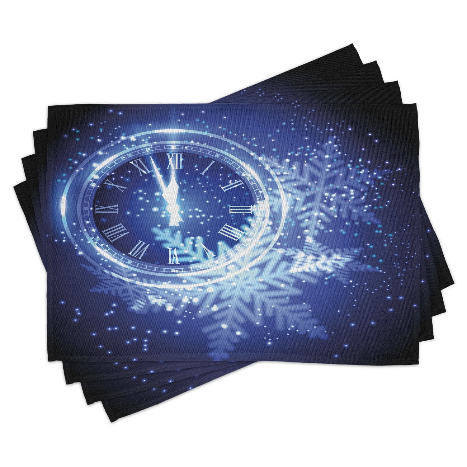 Clock Placemats Set of 4 Countdown to New Year Theme A Clock Holiday ...