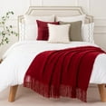 "Battilo Cozy Patterned Dark Red Throw Blanket, 50""x60"" Bed Accent ...