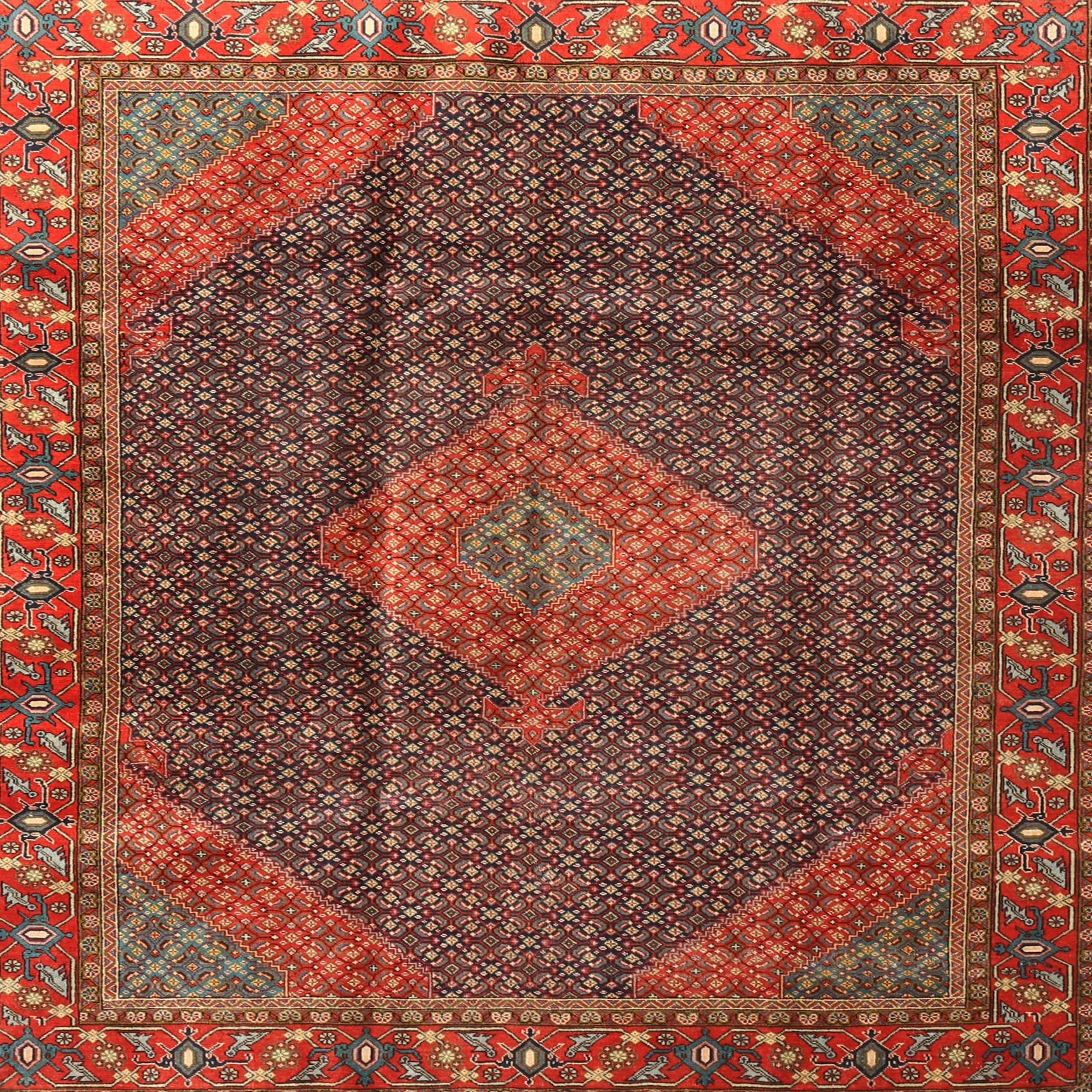 Ahgly Company Indoor Square Traditional Rust Pink Persian Area Rugs, 6 ...