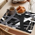 Abstract Art Cotton Linen Placemats Set of 4, White Black Gray Line ...
