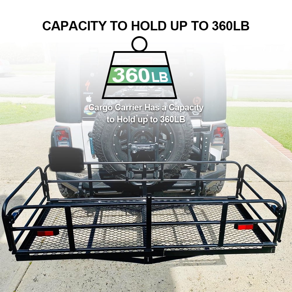 Buy Ecotric 60 Folding Hauling Hitch Cargo Mount Carrier Mounted Basket ...