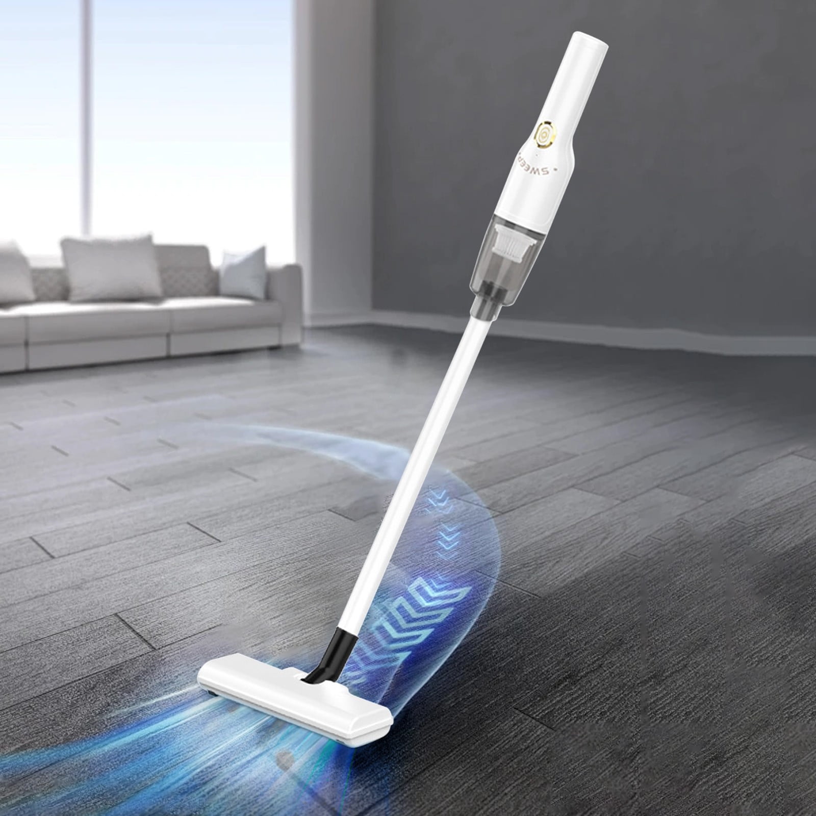 Zenithome Compact Agile Efficient Handheld Vacuum Cleaner In White Black 20.28x1.57in 120w 30mins Runtime Wireless Usb Rechargeable For Carpet Hard Fl