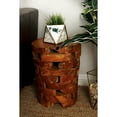DecMode Brown Contemporary Round Stacked Brick Style Wood Accent Table ...
