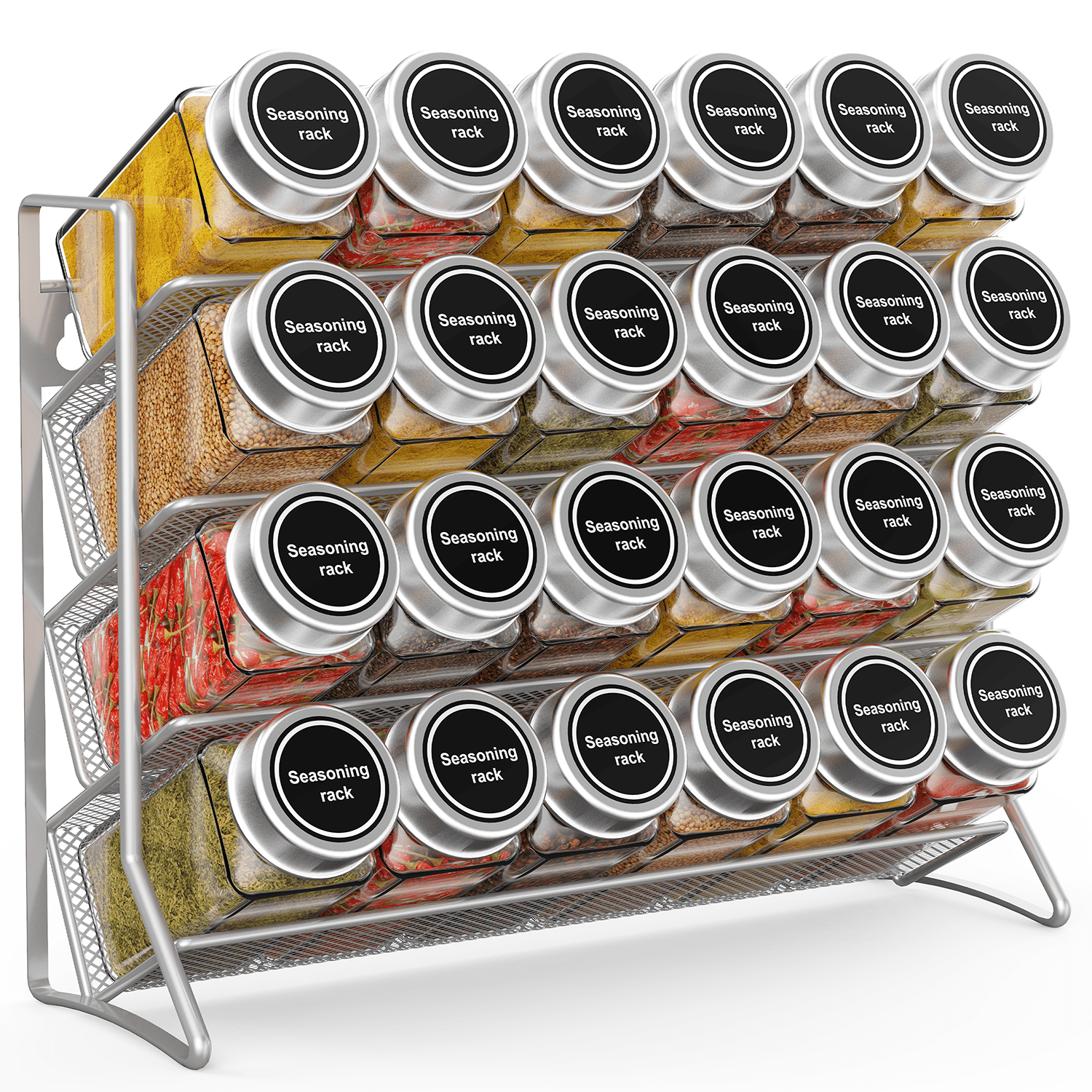 2 Pack Metal Spice Organizer Rack Freestanding & Wall Mounted Spice ...