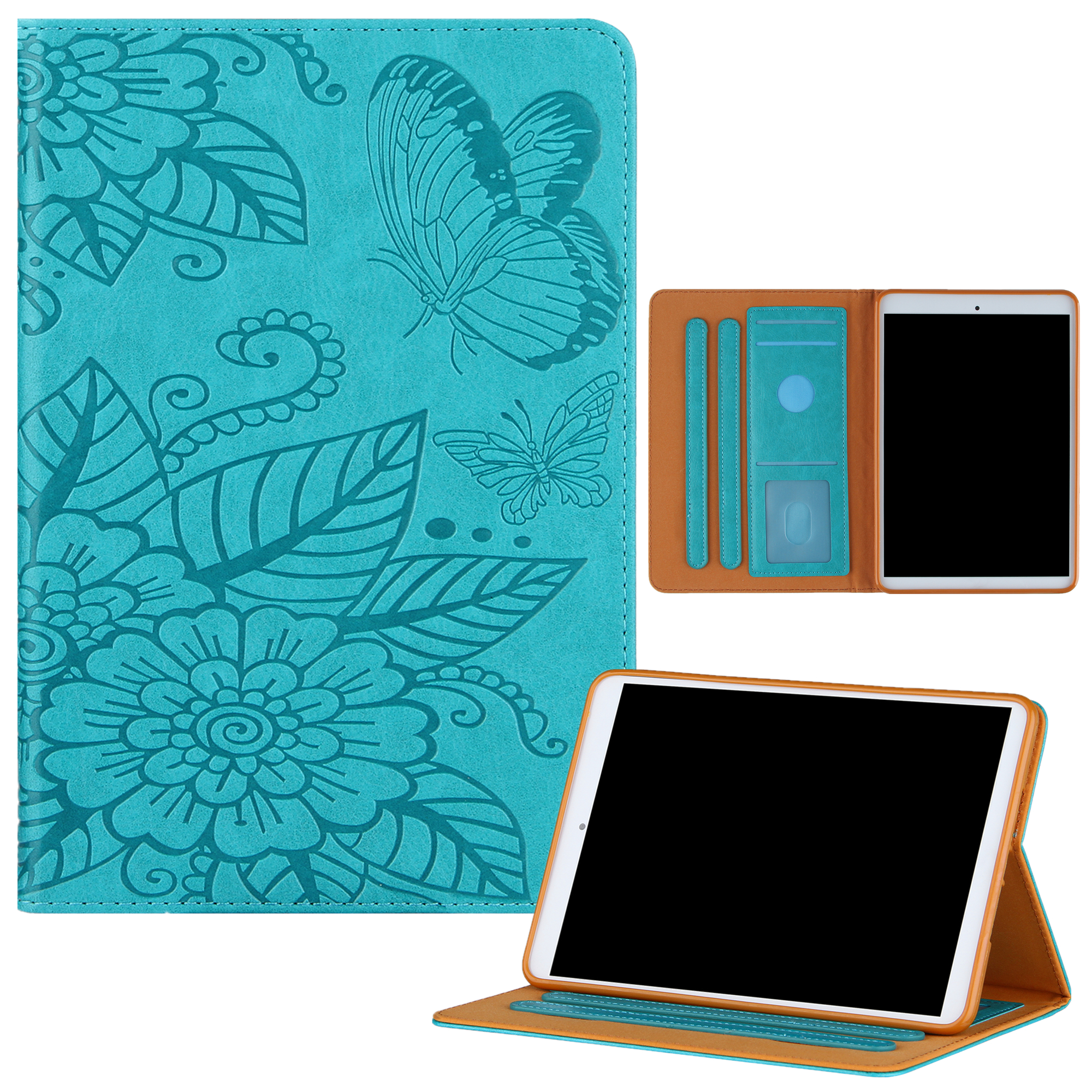 Jiahe Cover for iPad 10th Generation Case 2022, Smart PU Leather Embossed Butterfly Floral Folio ...