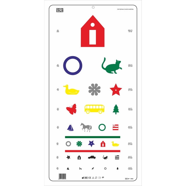Kindergarten Colour Distance Vision Eye Chart 20 Feet Size 22 x 11 Inch ...