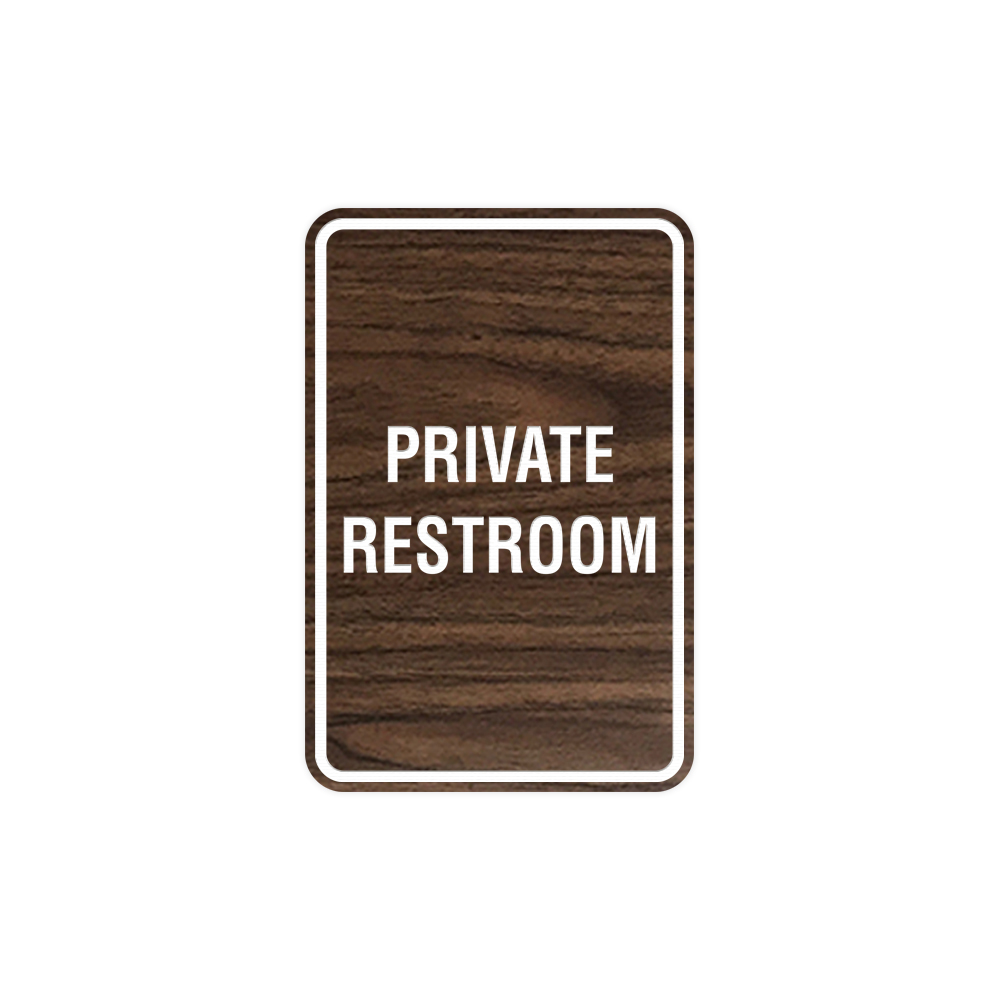 Portrait Round Private Restroom Sign (Walnut) - Small 4" x 6" - Walmart.com