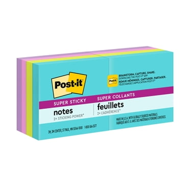 Post-it Super Sticky Notes, 12 Packs, Colored Supernova Neons ...