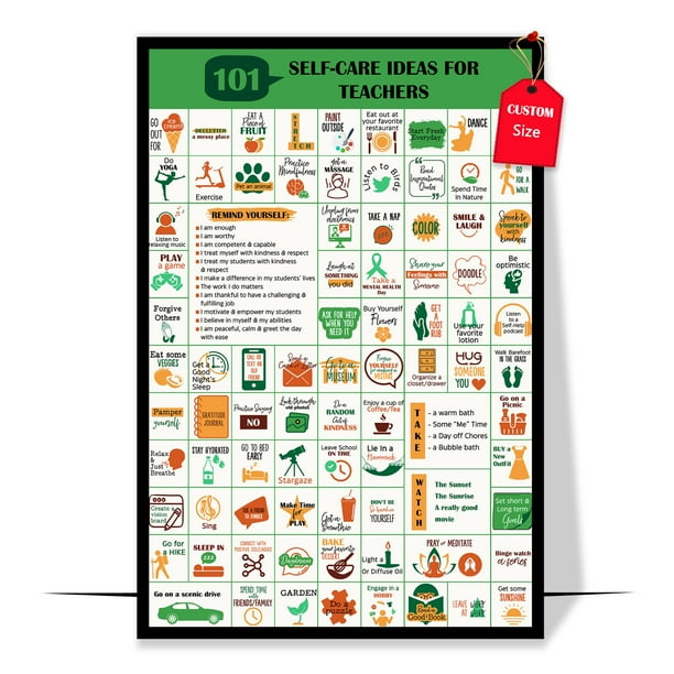 LOLUIS 101 Self-Care Ideas Poster For Teachers, Self Care Coping Skill ...