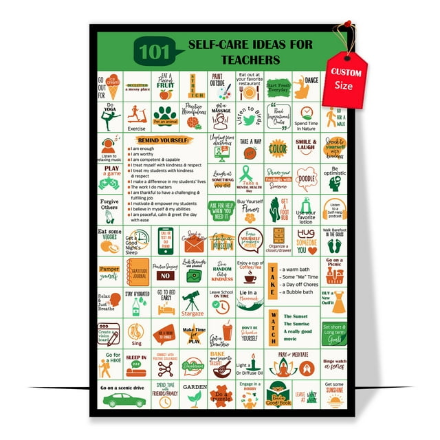 LOLUIS 101 Self-Care Ideas Poster For Teachers, Self Care Coping Skill ...