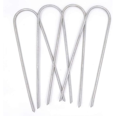 Heavy Duty Garden Stakes - 6 inch U Shaped Galvanized Metal Ground Pegs ...
