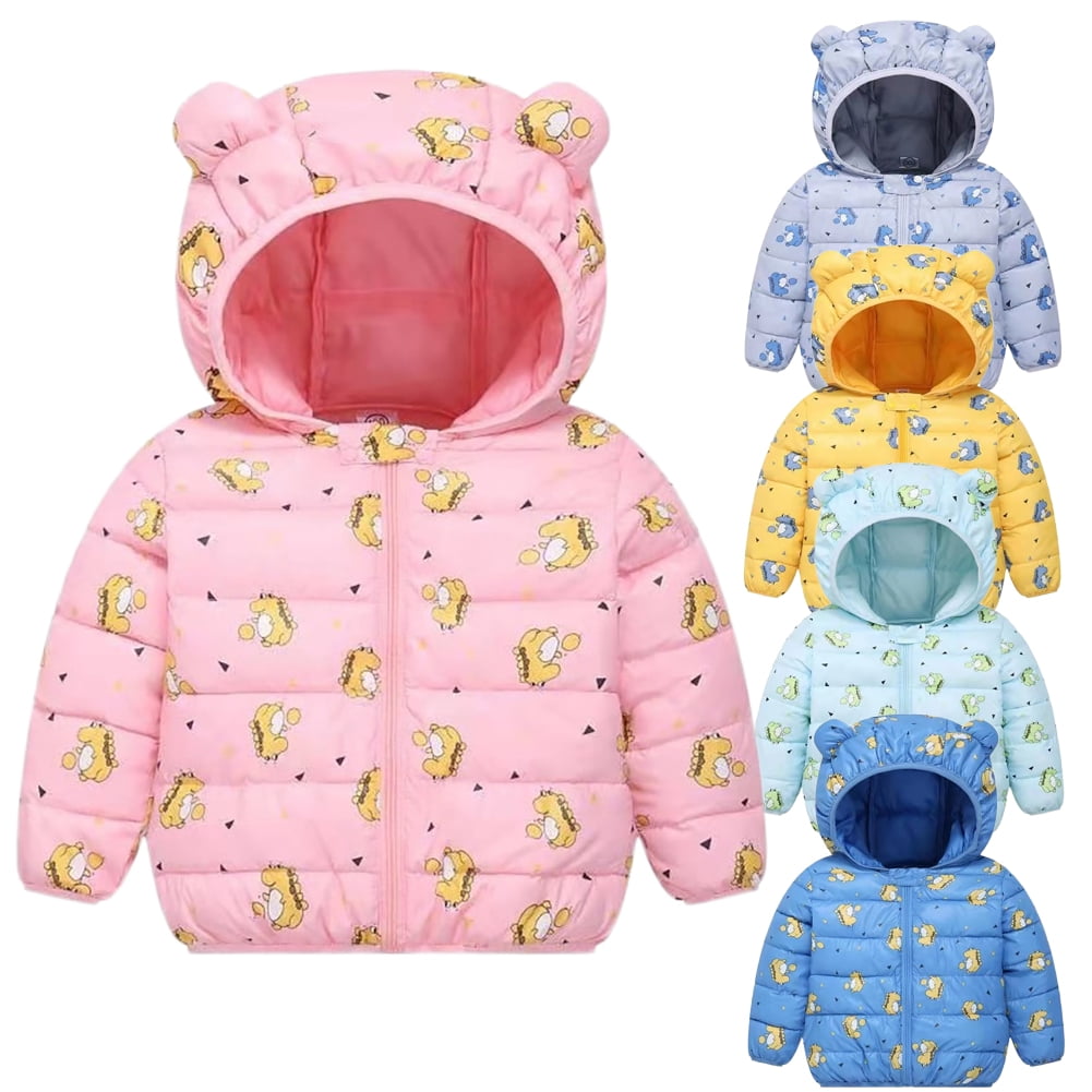 URMAGIC 1-5T Toddler Kids Cartoon Dinosaur Hooded Winter Coats Light Puffer Jacket for Baby ...