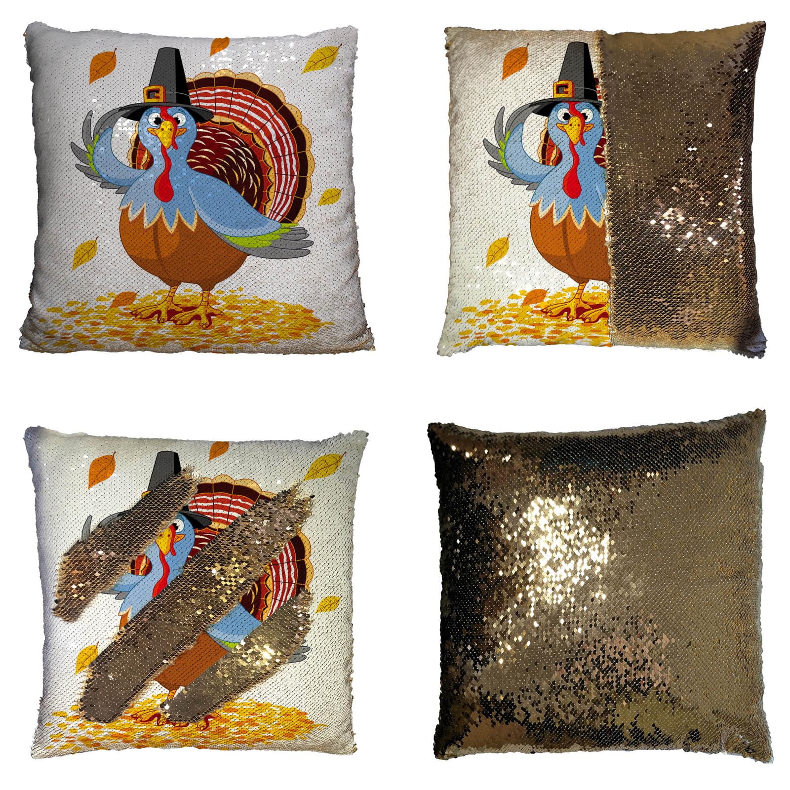 YKCG Thanksgiving Turkey with Pilgrim Hat Maple Leaves Reversible ...
