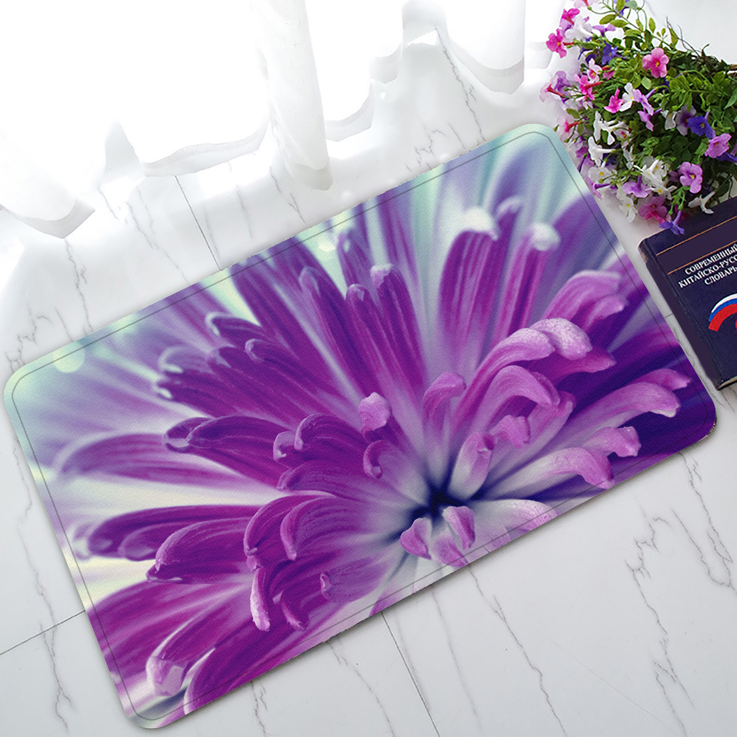 YKCG Big Blooming Flower Purple Violet Flower Doormat Indoor/Outdoor ...