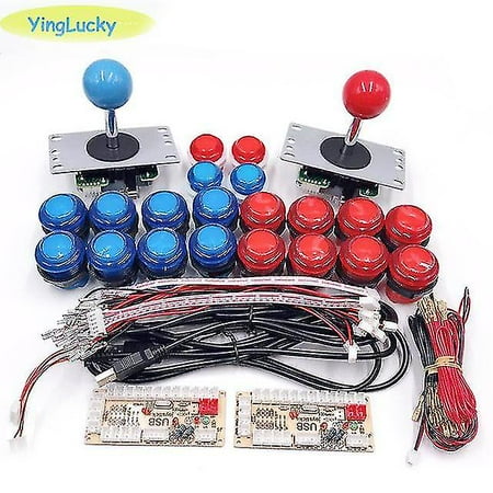 2 Players Joystick Arcade Diy Kit Led Parts Button + Joysticks + Usb ...