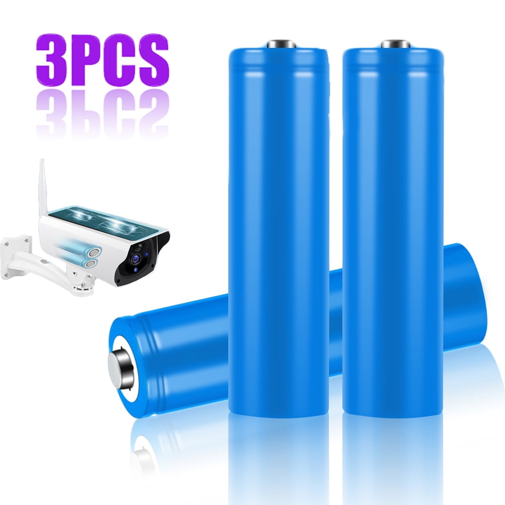 3 Packs 3.7V Rechargeable Battery for Solar Powered Camera Outdoor ...