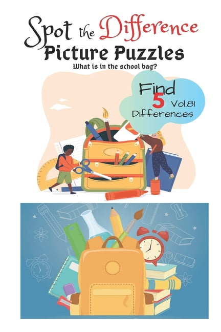 Spot the Difference Picture Puzzles "What is in the school bag? " Find ...