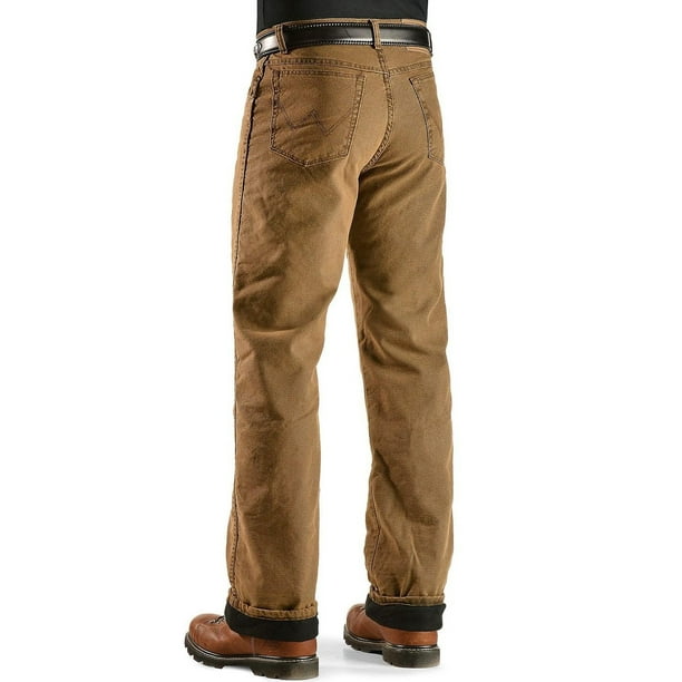 wrangler men's rugged wear woodland thermal jean ,night brown,36w x 36l ...