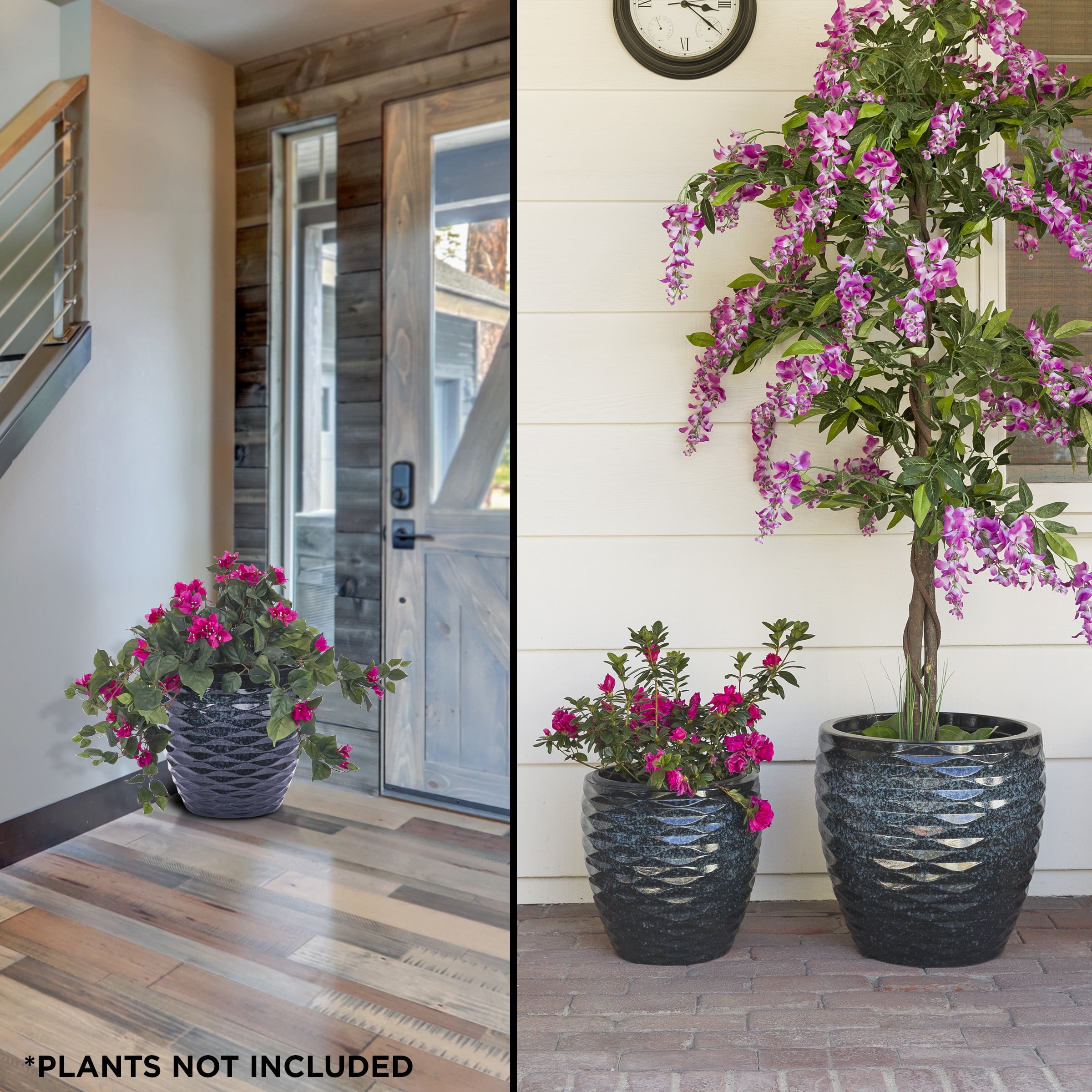 Alpine Corporation Set of 2 Assorted Size Planters with Drainage Holes ...