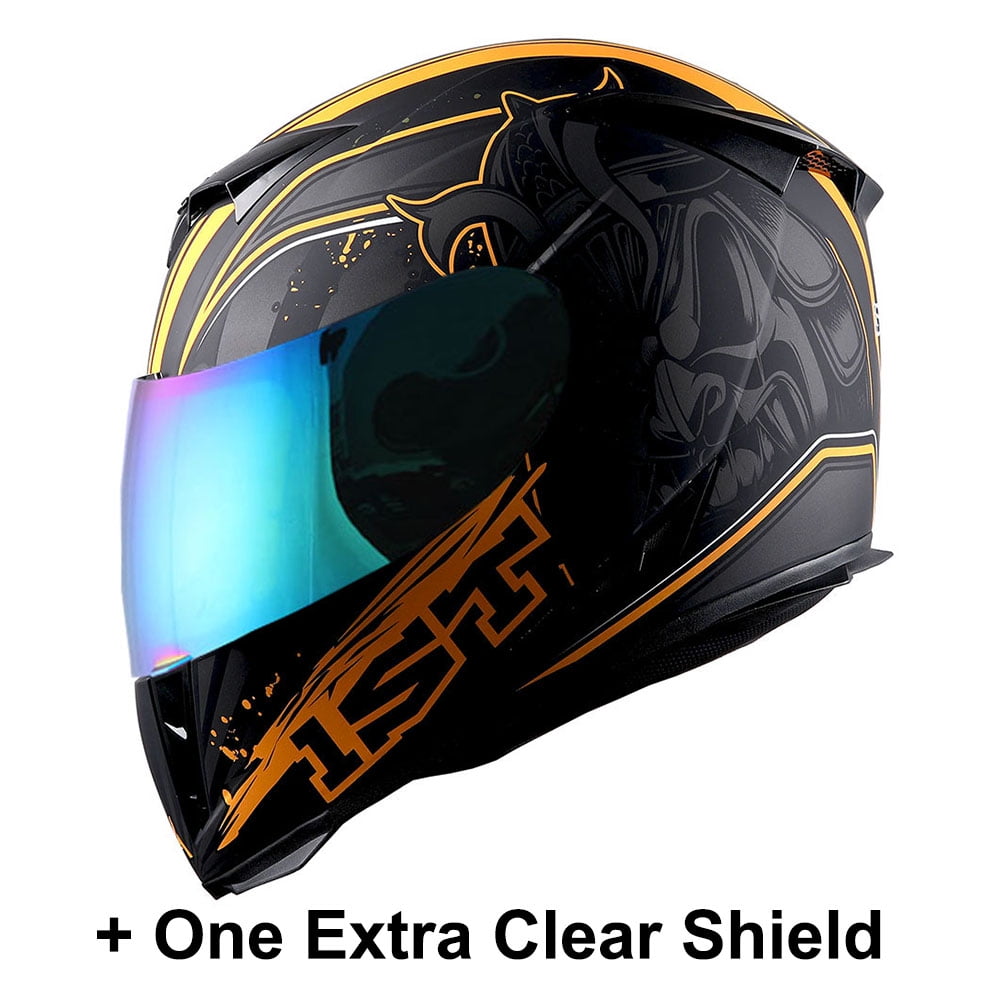 1Storm Motorcycle Full Face Helmet Street Bike Skull King HJK311 + One ...