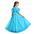 Likimi Children Girls Maxi Dress Solid Color Crew Neck Summer Flutter ...