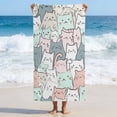 Cartoon Cat 2-in-1 Beach Towel Backpack, Quick Dry Beach Towel Blanket ...