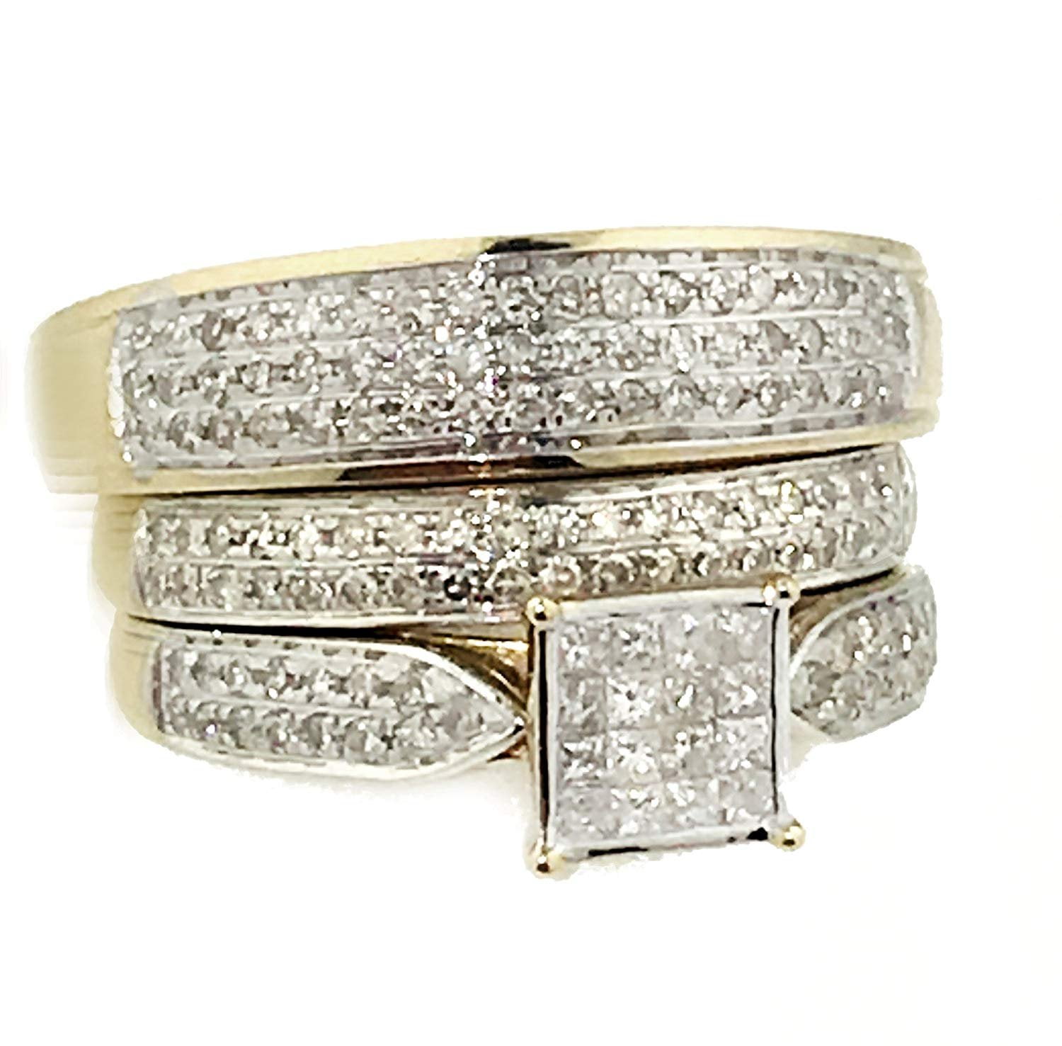 Midwest Jewellery 14K Gold Trio Rings Wedding Rings Set 0.65ctw ...