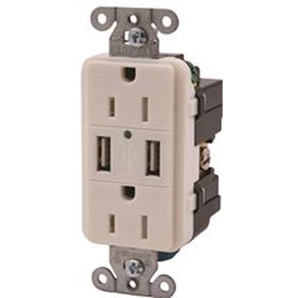 Hubbell Tamper Resistant Usb Charger Duplex Receptacle, 15 Amp, White ...