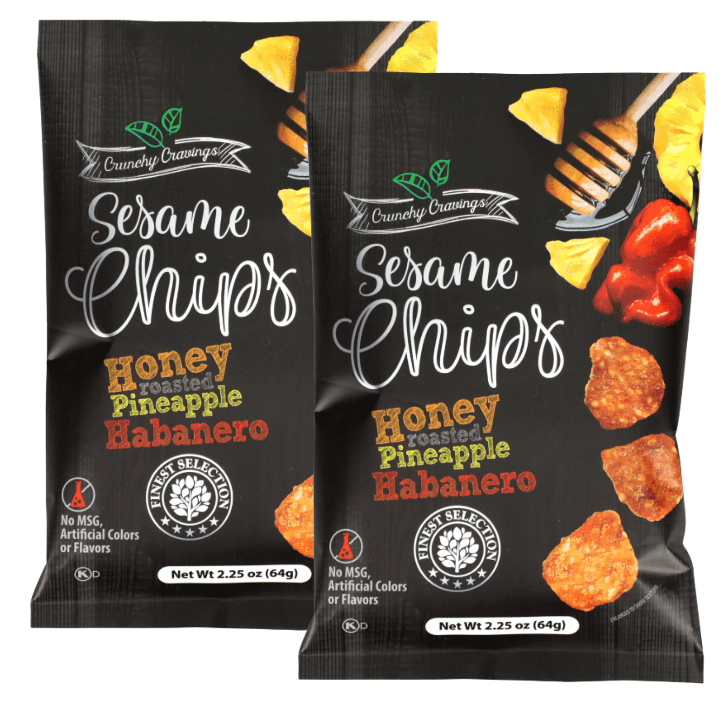 Crunchy Cravings Sesame Chips, Honey Roasted Pineapple Habanero Flavored, No MSG and Artificial ...