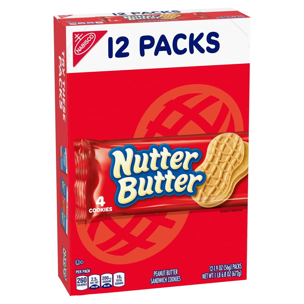 Nabisco Nutter Butter Peanut Butter Sandwich Cookies, 1.9 oz, 12 count ...