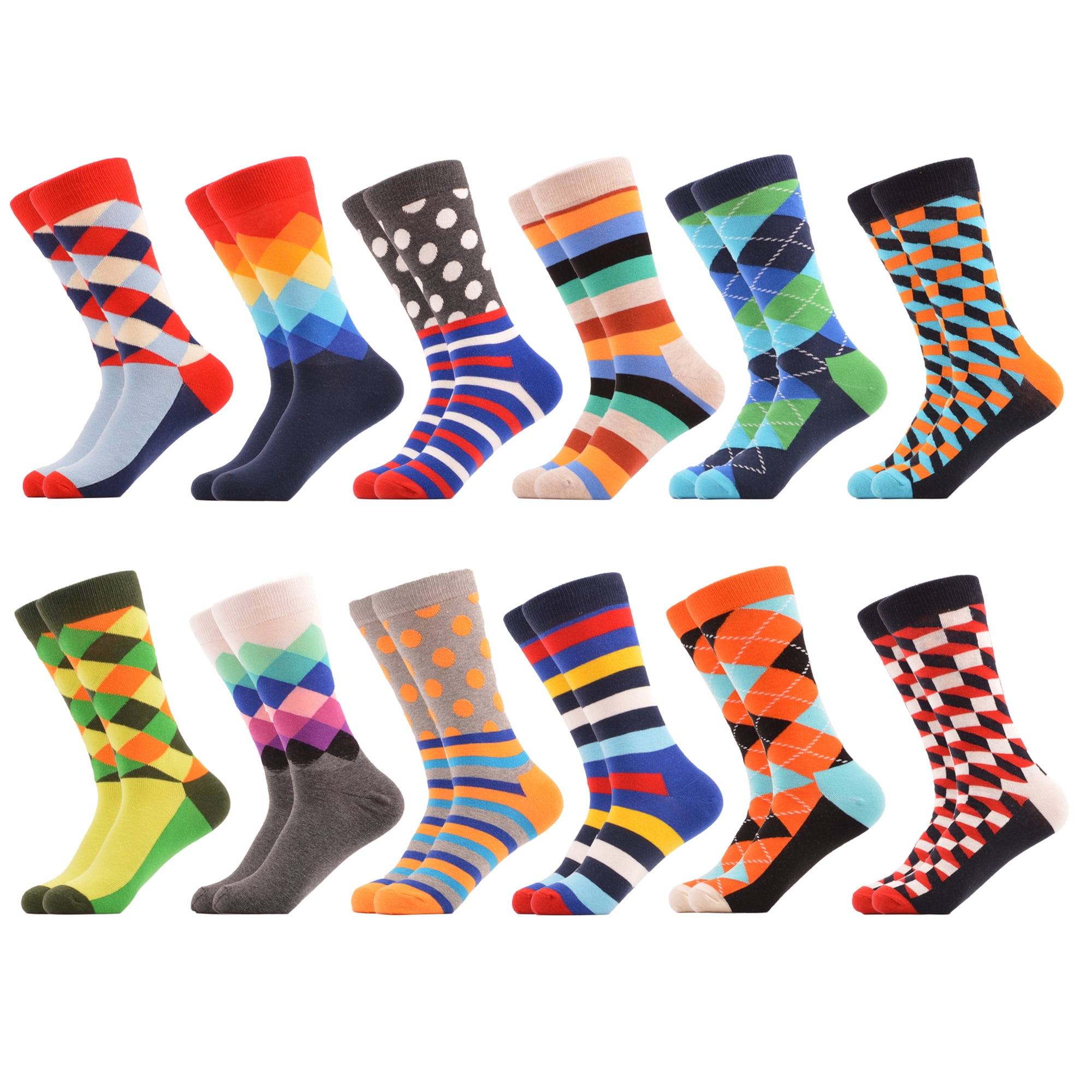 WeciBor Dress Colorful Cotton Crew Socks For Men Male 12 Pack Sock Size ...