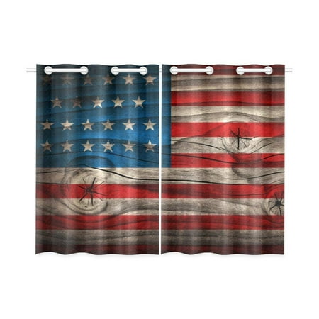 YUSDECOR Usa American Flag Window Curtains Kitchen Curtain Room Bedroom ...