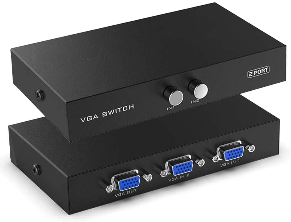 VGA Switch 2 in 1 Out, TAIPOXUN VGA Switch Box 2 Port VGA Switch Press ...