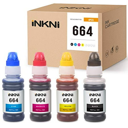 INKNI Compatible Ink Bottle Replacement for Epson 664 T664 Refill Ink for ET-2650 ET-2550 ET ...