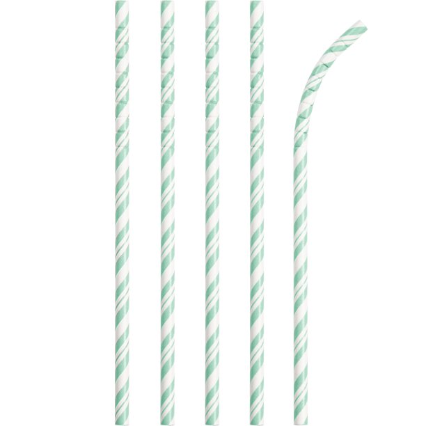 Mint Green Striped Paper Straws, 24pk - Walmart.com