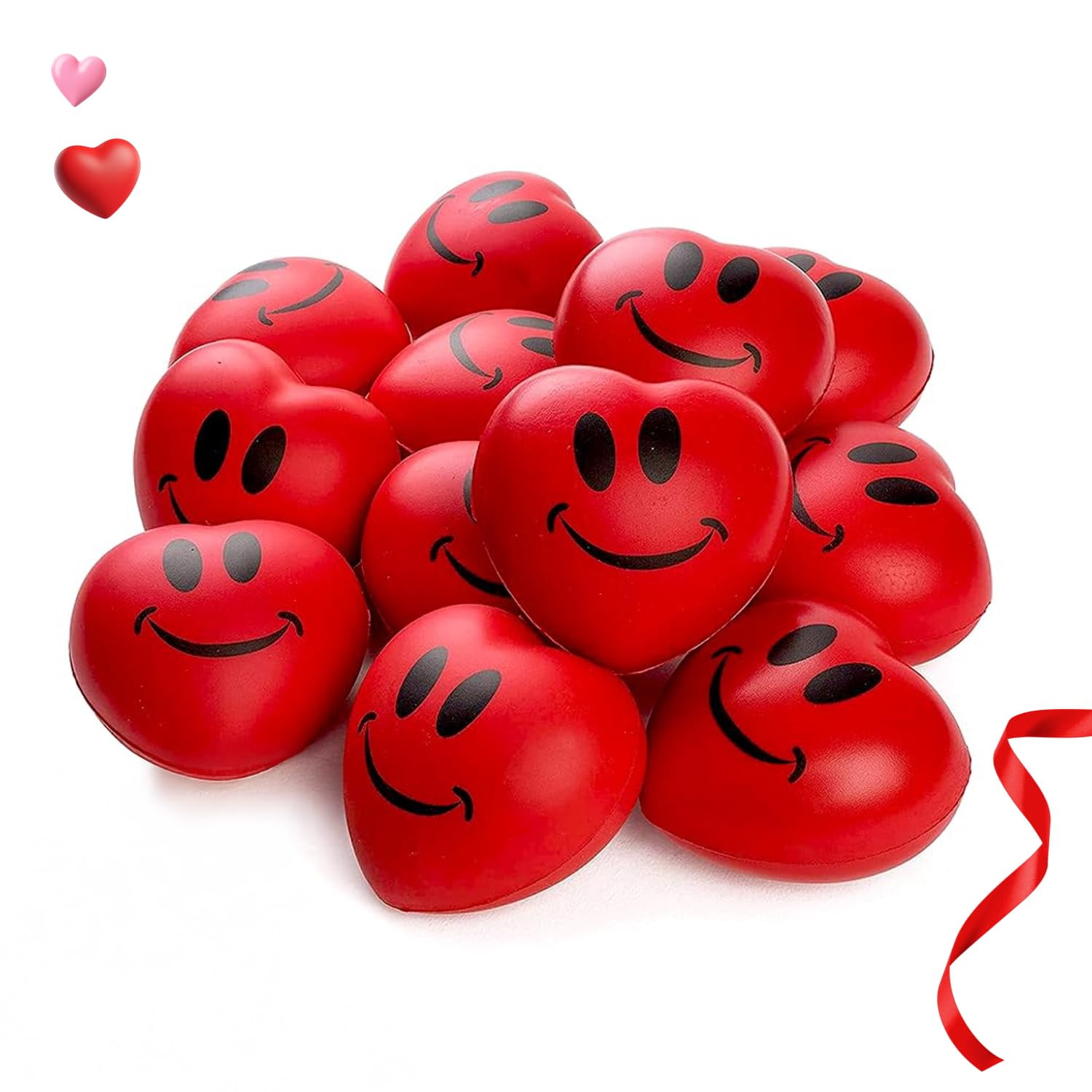 Stress Balls Neliblu con forma de corazón, 3 corazones rojos, cara ...