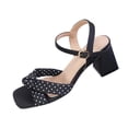 Bkhluea Women Polka Dot Knotted Ankle Strap Block Heel Sandals ...
