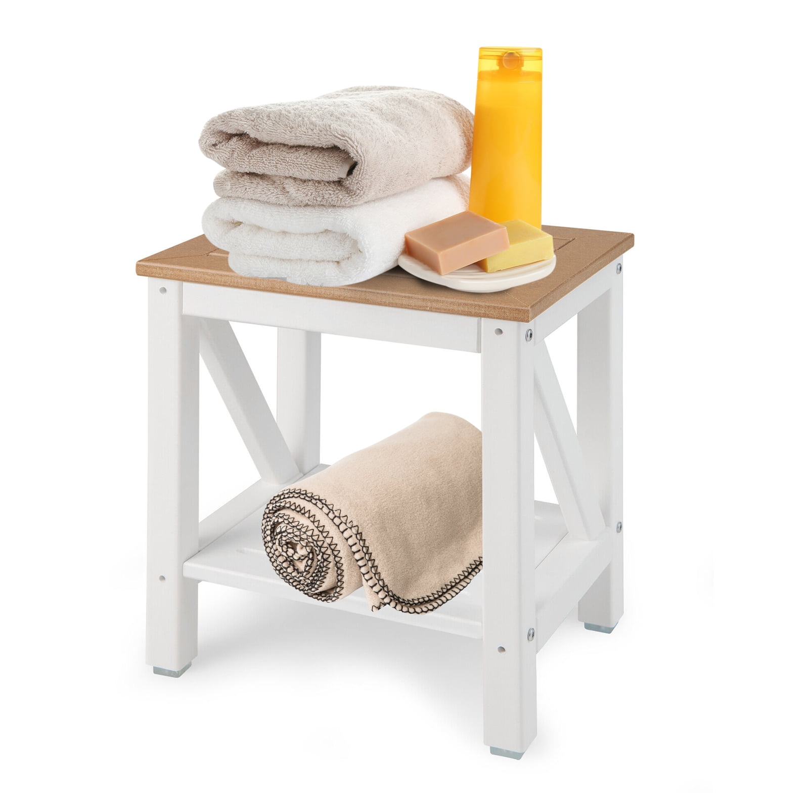 Vicamelia 2-Tier HDPE Waterproof Shower Bench Spa Bath Stool for ...