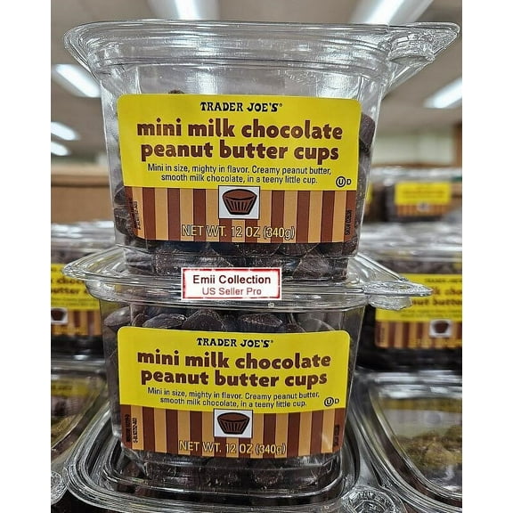 Trader Joe's Mini Milk Chocolate Peanut Butter Cups, 2 Tubs, 12oz 340g ...