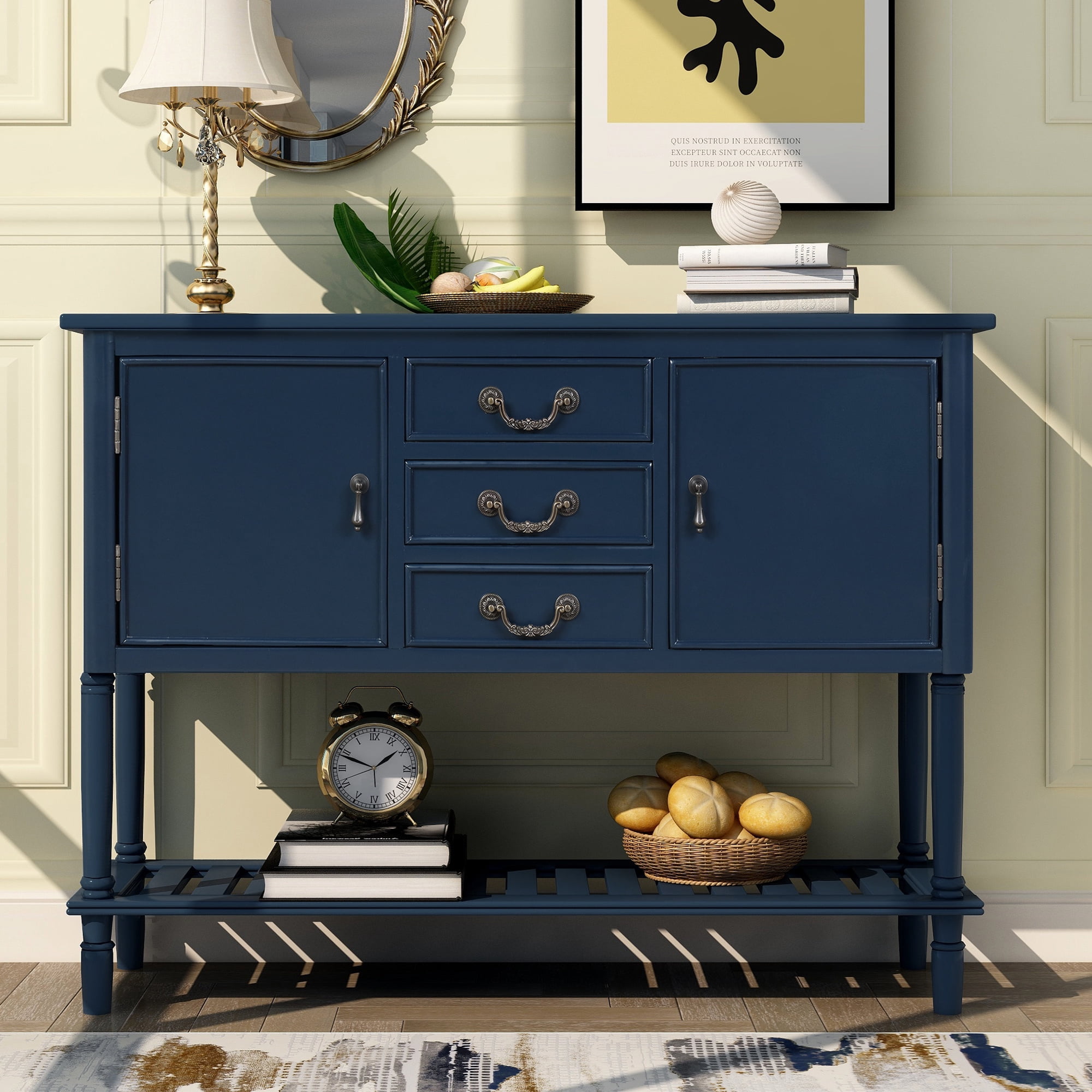 Cfowner 45" Modern Cupboard, Console Table Sofa Table with 3 Drawers, 2 ...