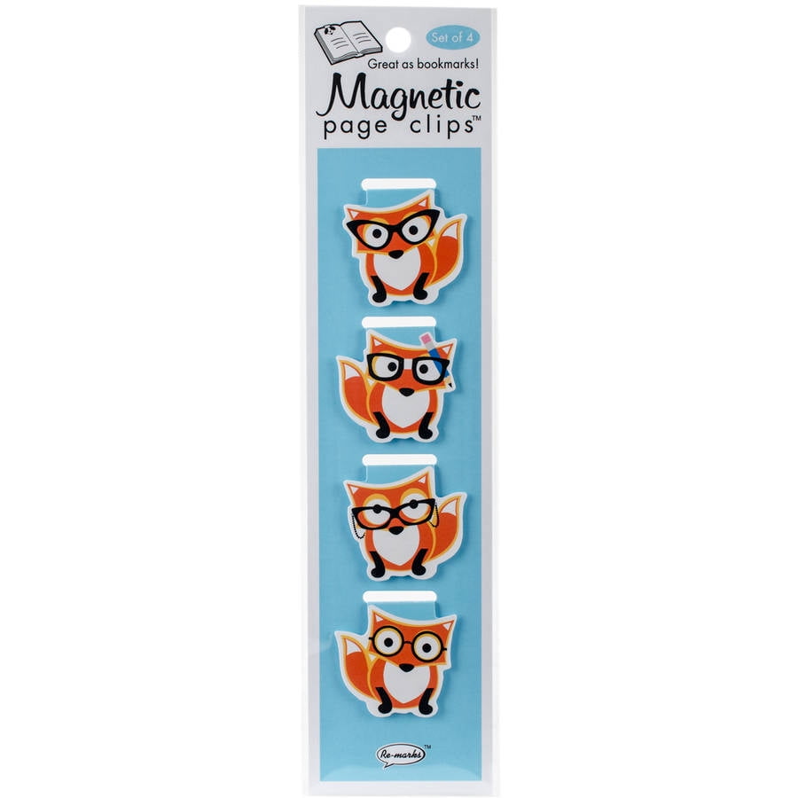 Magnetic Page Clip Bookmarks 4/Pkg-Foxes - Walmart.com - Walmart.com