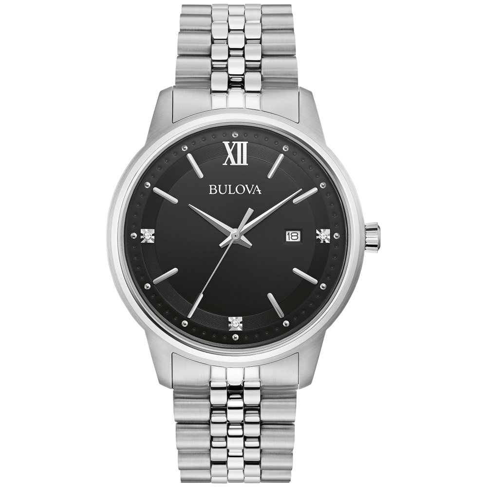Bulova - Bulova Men's Diamond Accent Stainless Steel Bracelet Watch ...