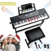 Glarry 61 Keys Keyboard with Piano Stand, Piano Bench, Built In ...