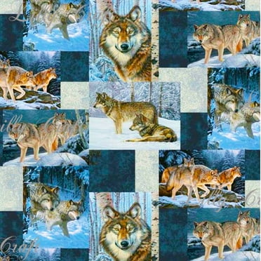 Fleece Wolf Wolves Fleece Fabric Panel p1397s - Walmart.com